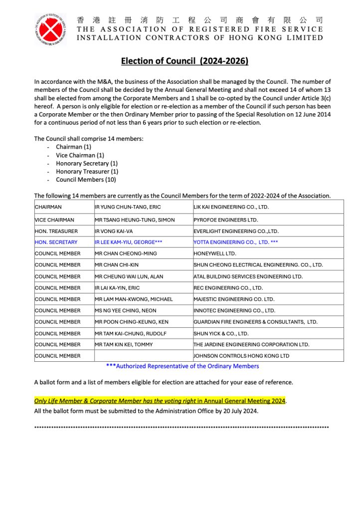 FSICA 2406021 AGM Notice Ordinary Member – Ballot Form | FSICA